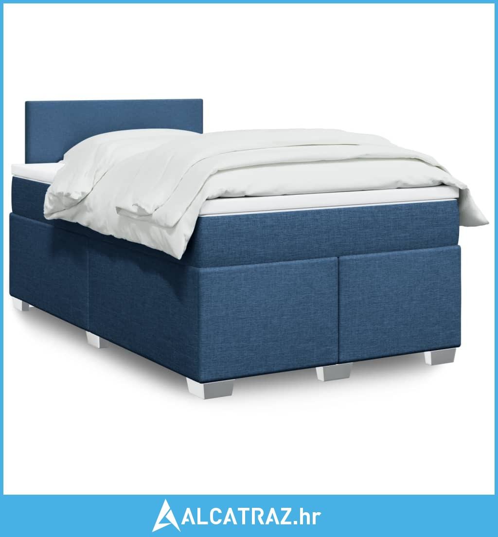 Krevet s oprugama i madracem plavi 120 x 190 cm od tkanine - NOVO