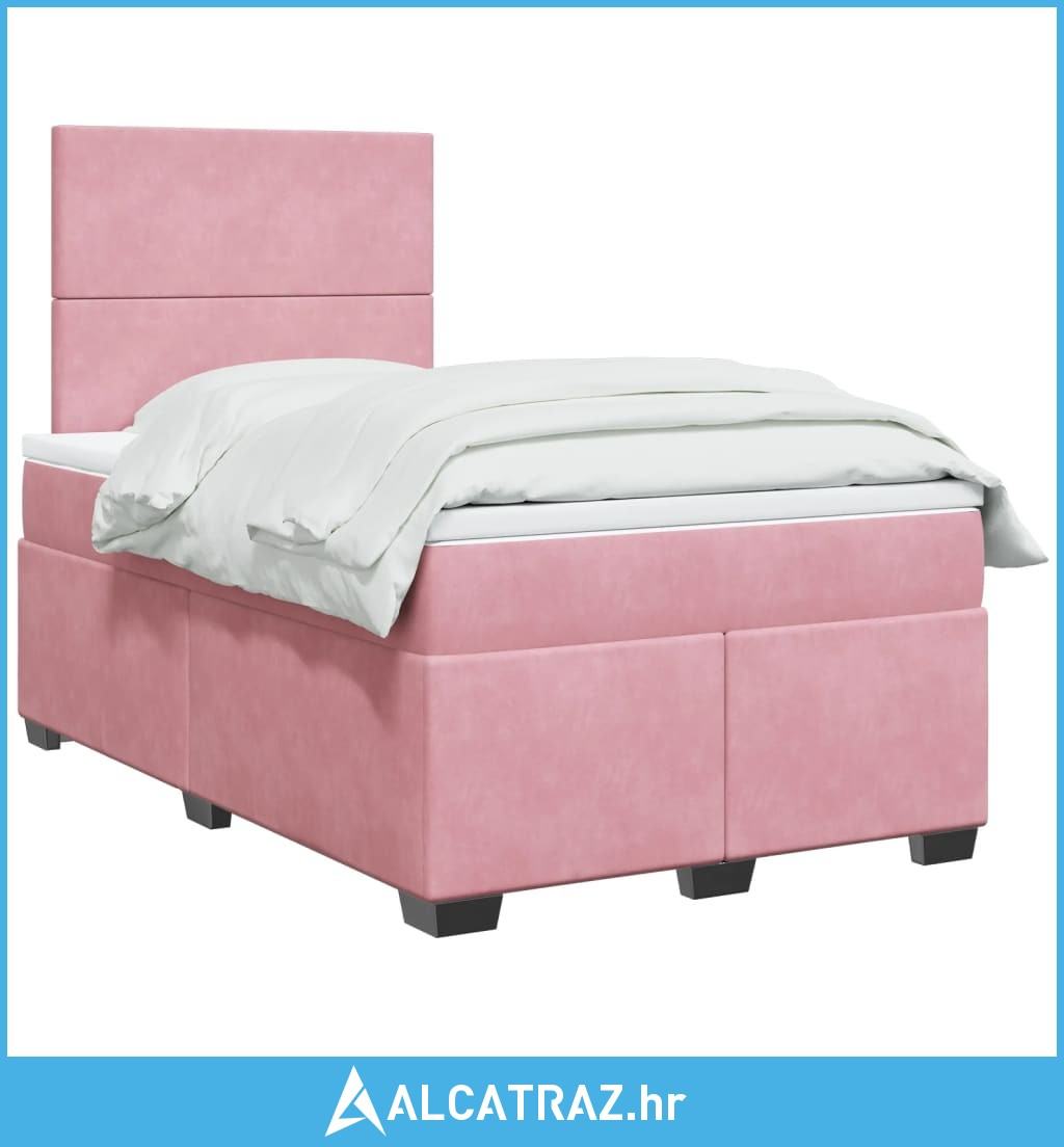 Krevet s oprugama i madracem ružičasti 120 x 190 cm baršunasti - NOVO