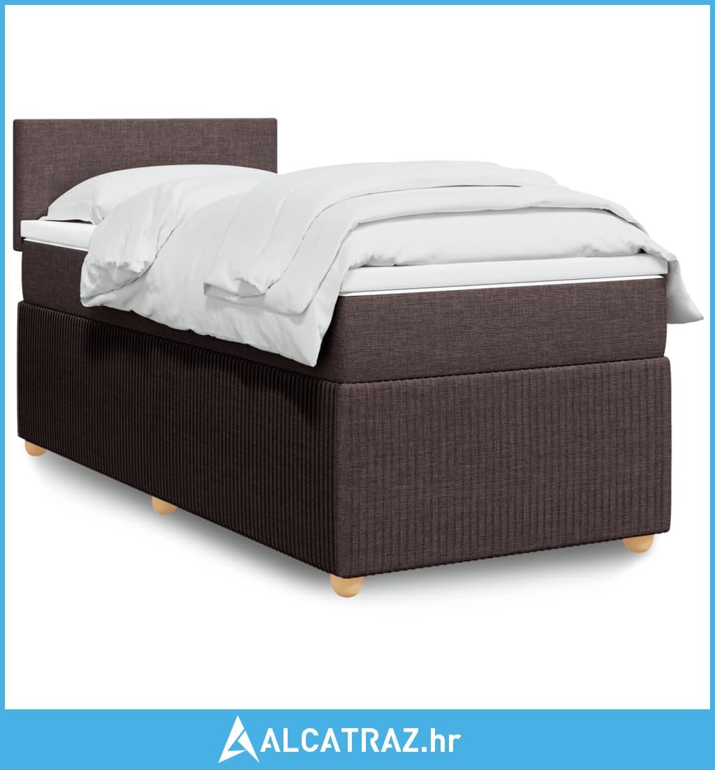 Krevet s oprugama i madracem tamnosmeđi 100 x 200 cm od tkanine - NOVO