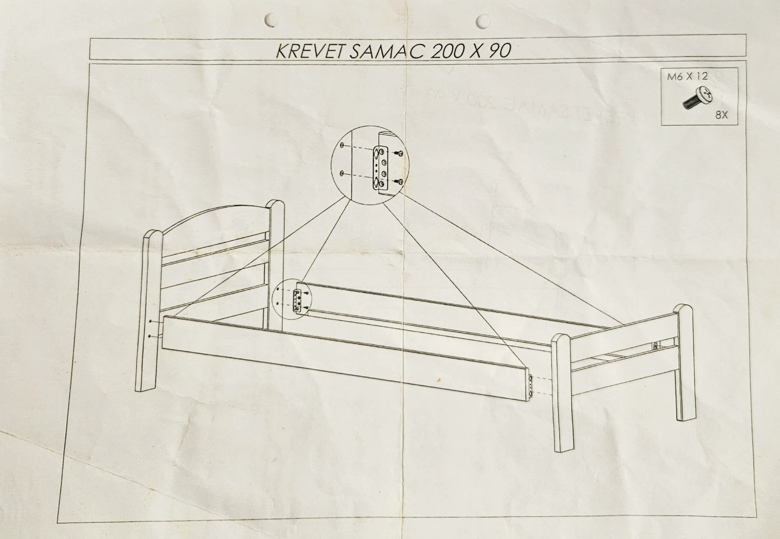KREVET SAMAC 90 X 200 CM