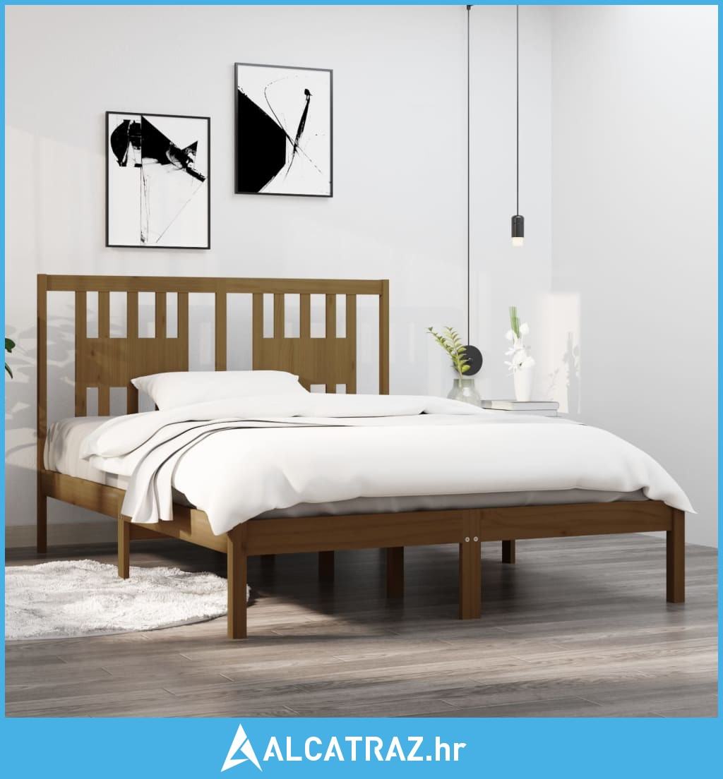 Okvir za krevet boja meda drveni 120 x 190 cm 4FT mali bračni - NOVO