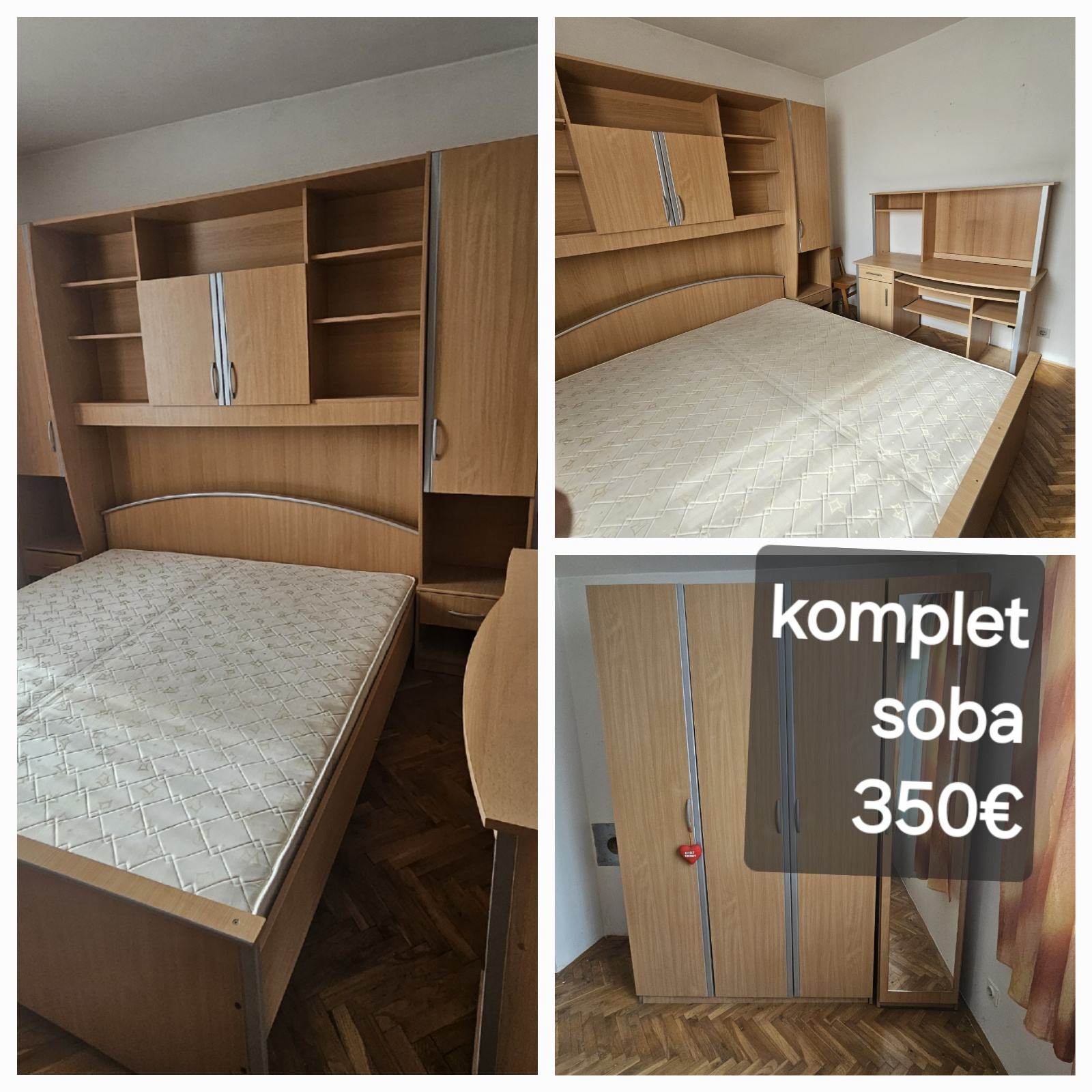 prodajem krevet, ormar, radni stol komplet soba