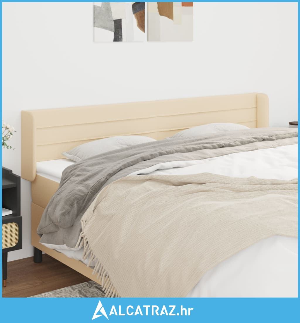 Uzglavlje s ušima krem 183x16x78/88 cm od tkanine - NOVO