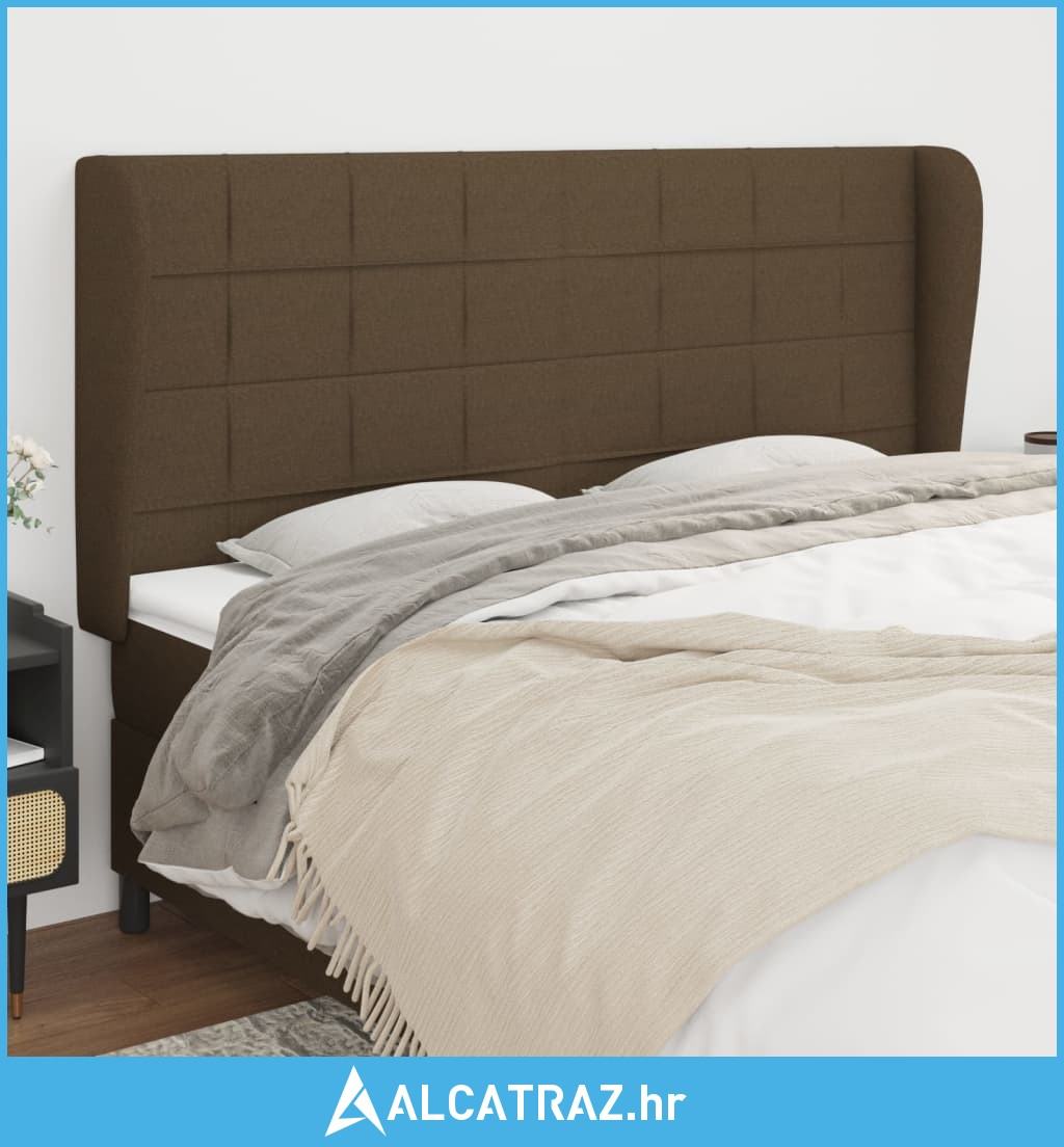 Uzglavlje s ušima tamnosmeđe 183x23x118/128 cm od tkanine - NOVO