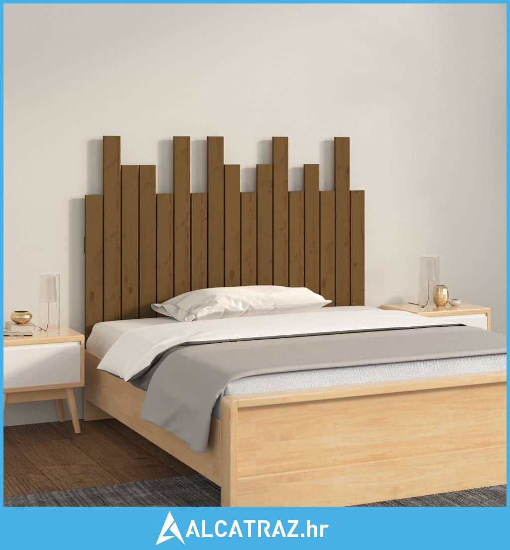 Zidno uzglavlje boja meda 108x3x80 cm masivna borovina - NOVO