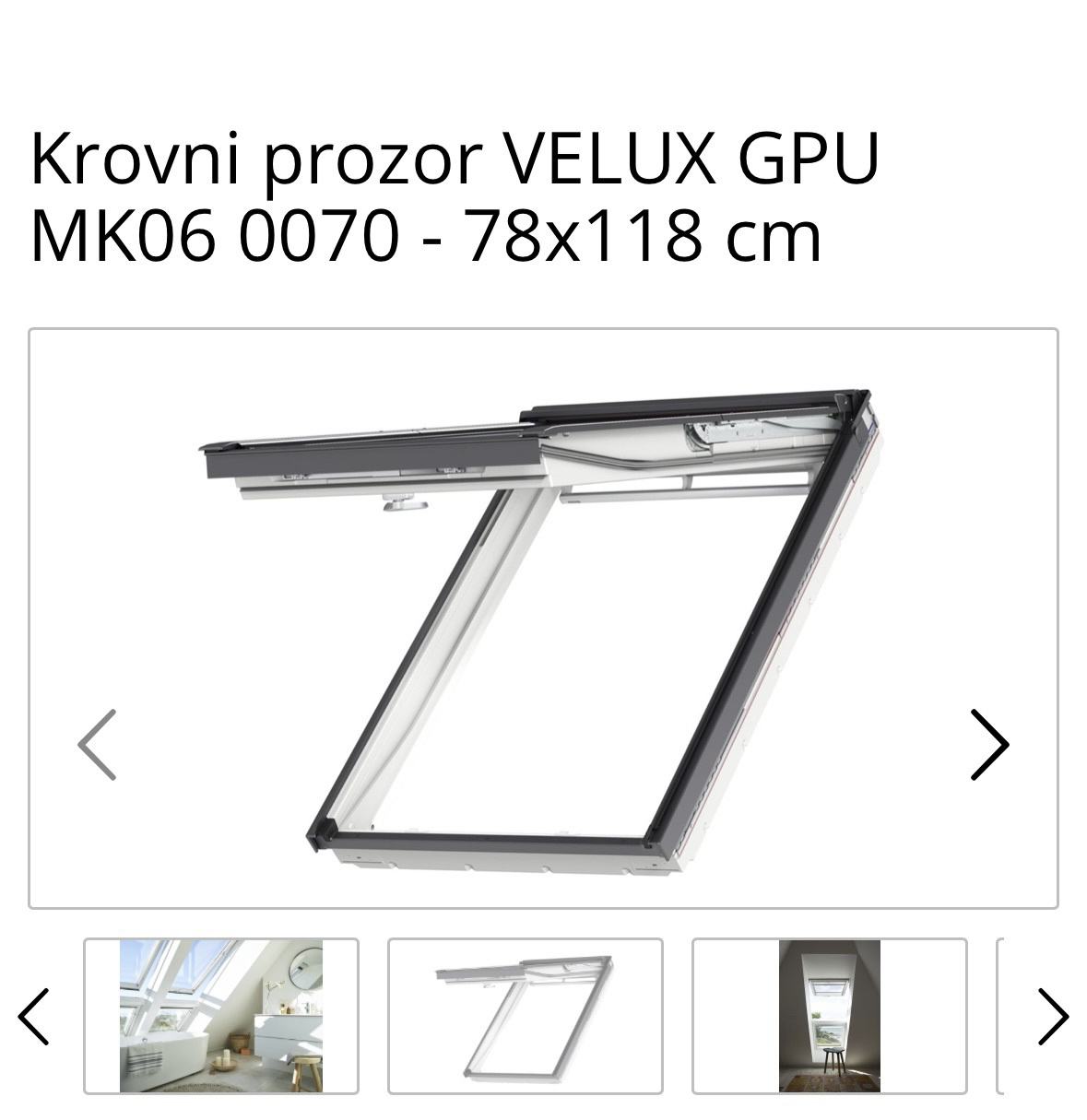 Velux NOVI krovni prozor sa obsavom, izolacijskim okvirom i tendom