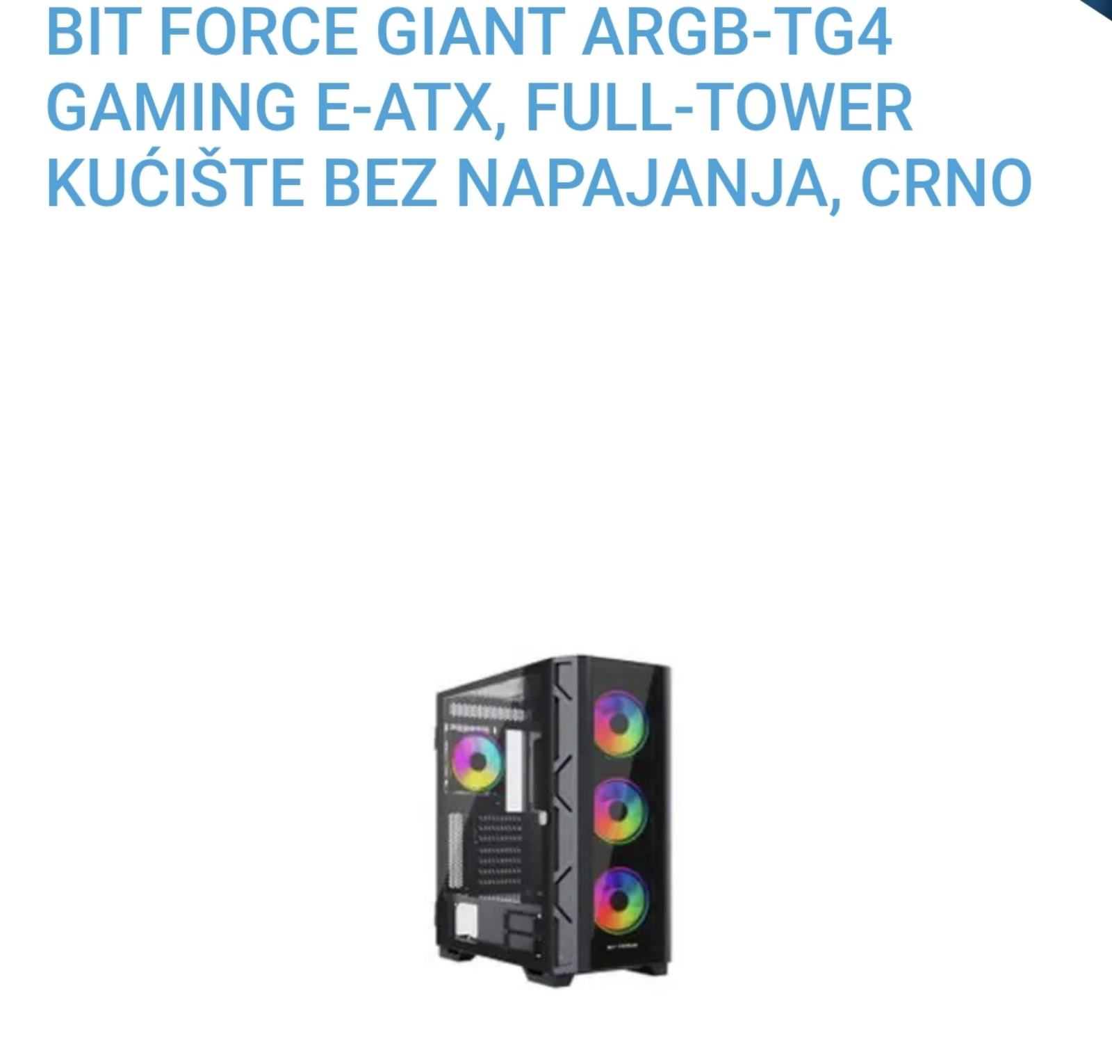 Bit Force GIANT ARGB-TG4 Gaming E-ATX, kućište bez napajanja