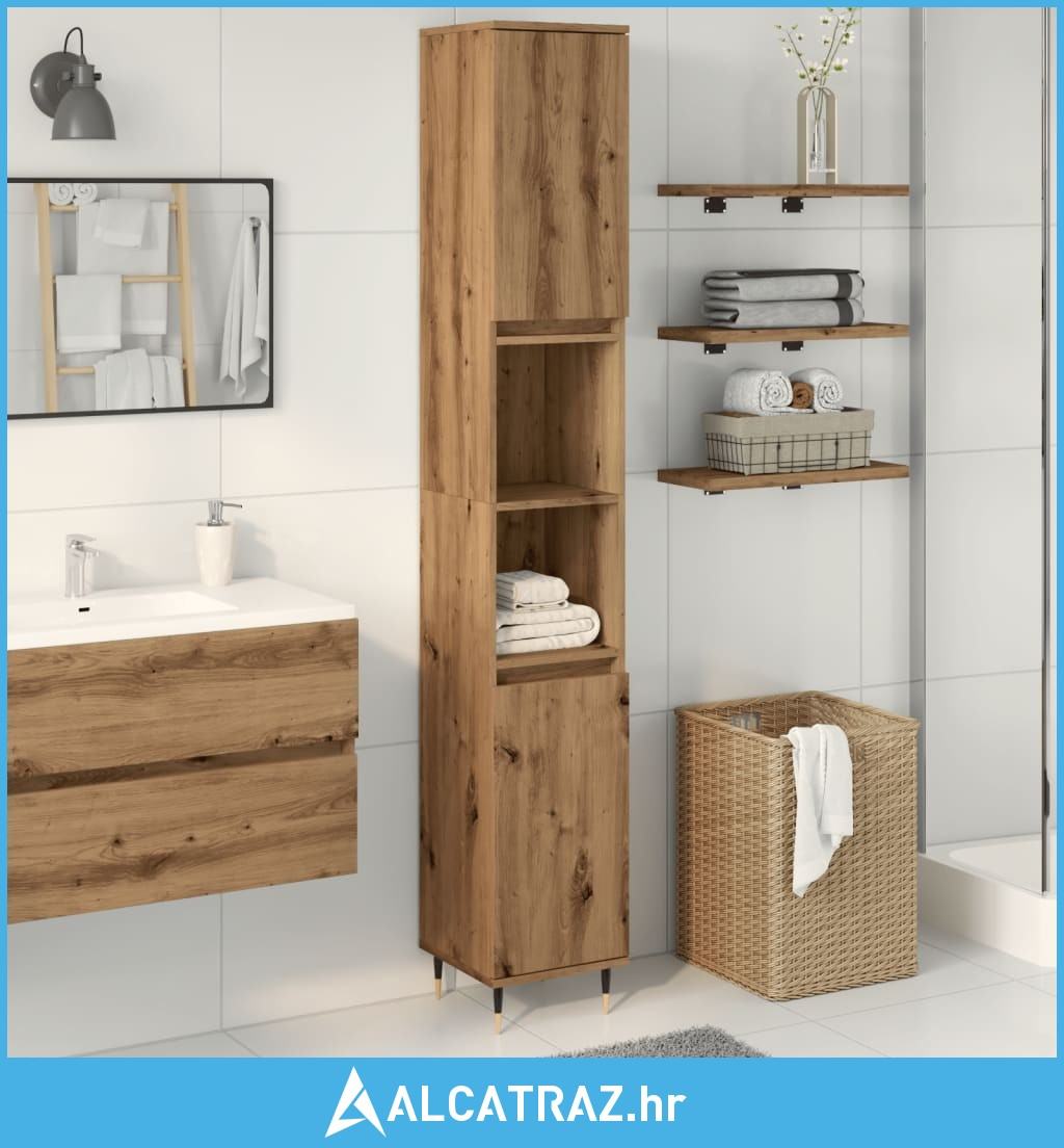 Kupaonski ormarić artisan hrast 30x30x190 cm konstruirano drvo - NOVO