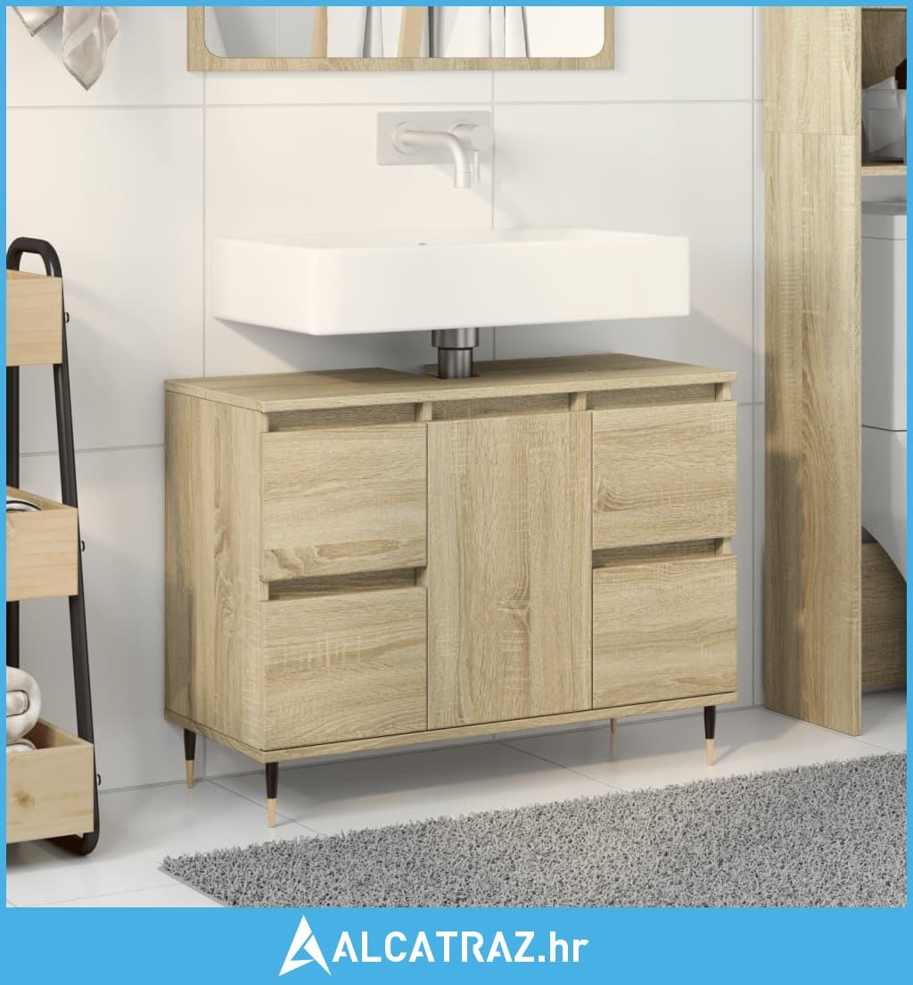 Kupaonski ormarić boja hrasta sonome 80 x 33 x 60 cm drveni - NOVO