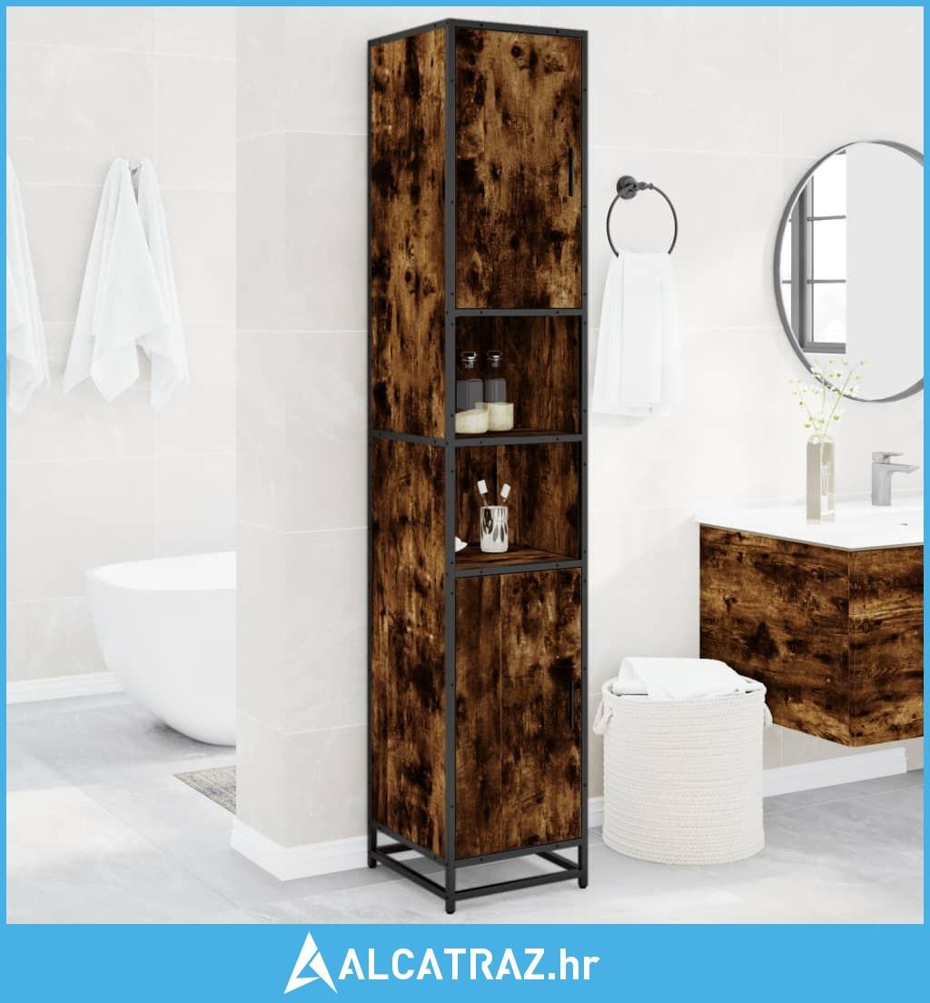 Kupaonski ormarić Dimljeni hrast Konstruirano drvo i metal - NOVO