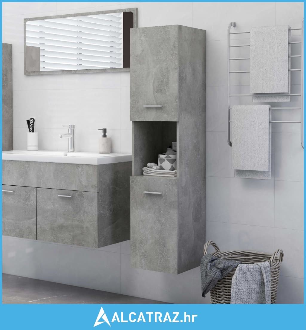 Kupaonski ormarić siva boja betona 30 x 30 x 130 cm od iverice - NOVO