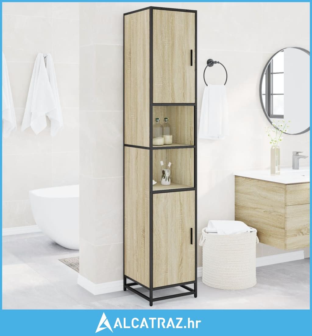 Kupaonski ormarić Sonoma hrast cm Konstruirano drvo i metal - NOVO