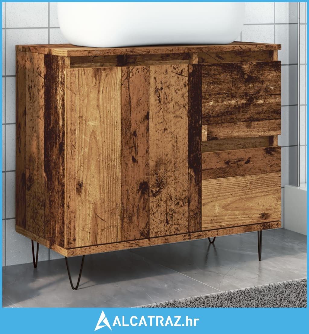 Kupaonski ormarić za umivaonik boja drva 65 x 33 x 60 cm drveni - NOVO