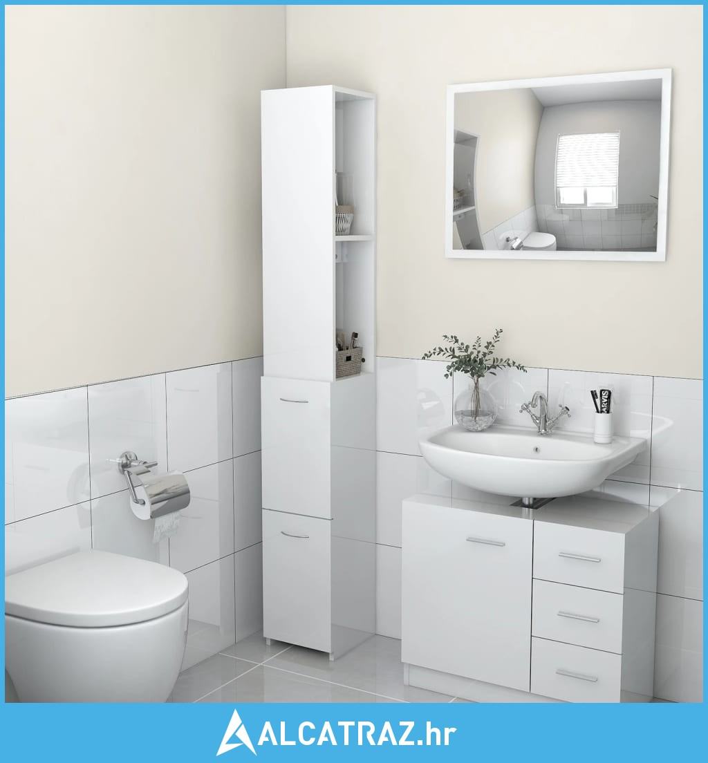 Kupaonski ormarić visoki sjaj bijeli 25 x 25 x 170 cm iverica - NOVO