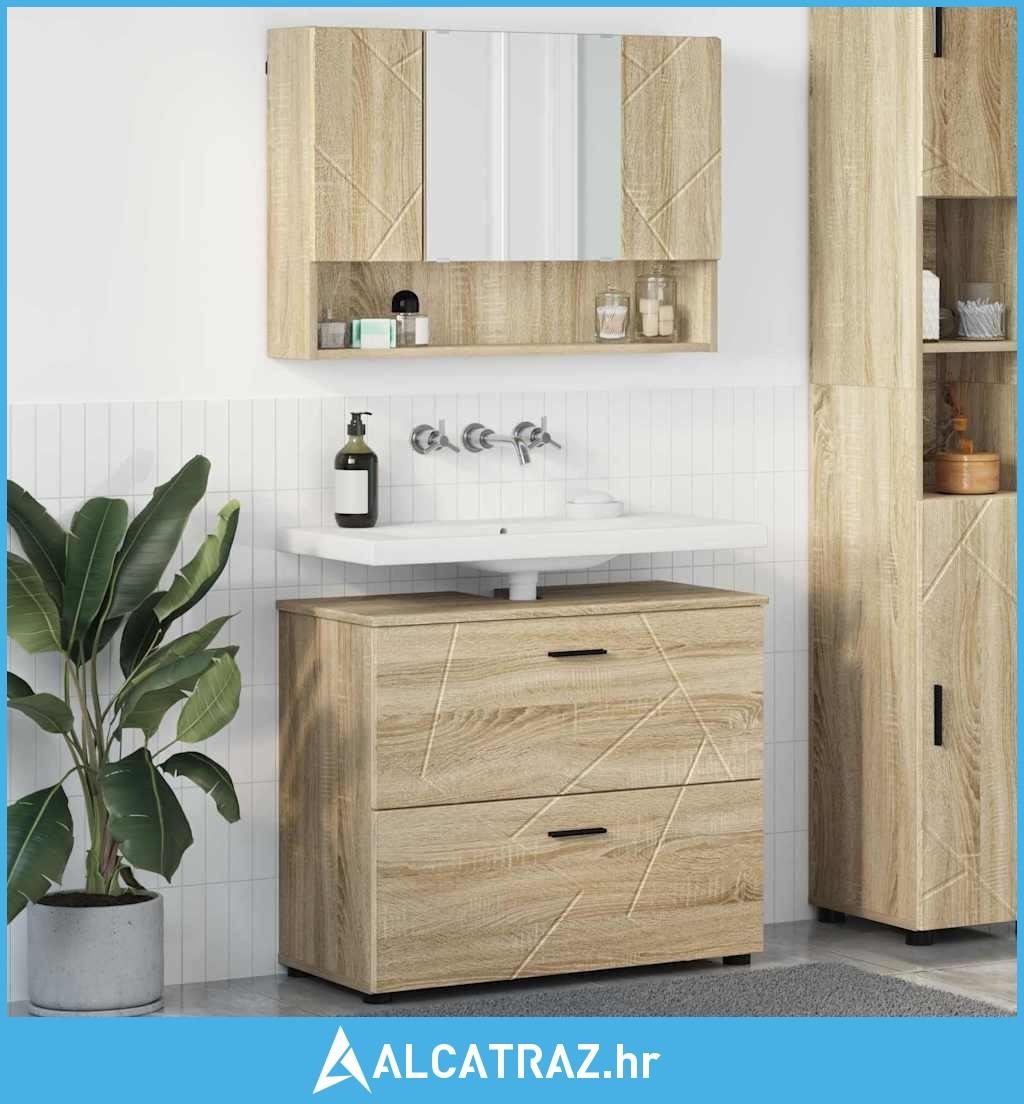 Set namještaja za kupaonicu s ladicama Zidne 2 pcs sonoma hrast - NOVO