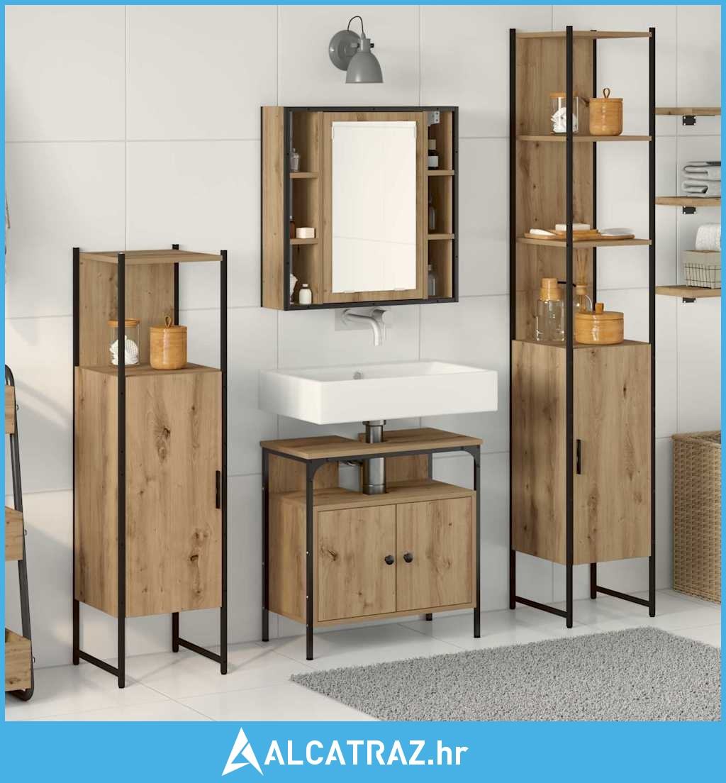 Set ormarića za kupaonicu s policom Zidne 4 pcs hrast artisan - NOVO