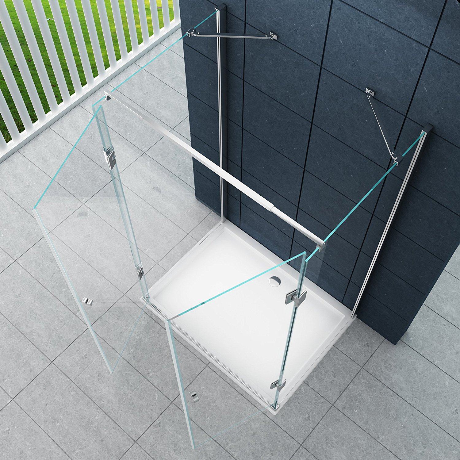 Tuš kabina 80 x 120 x 200 cm Dvoja vrata i dvije fiksne stijene