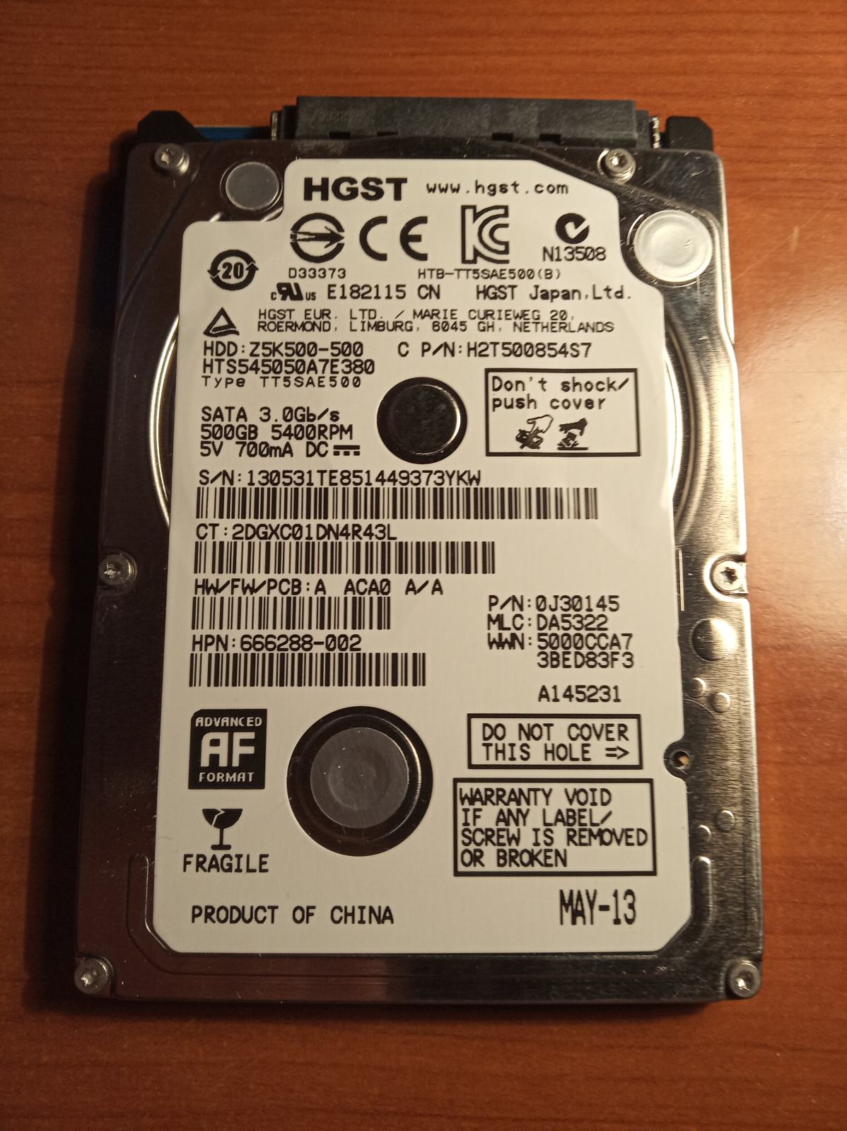 HDD Z5K500-500 HGST SATA 3.0 500GB ZA LAPTOP