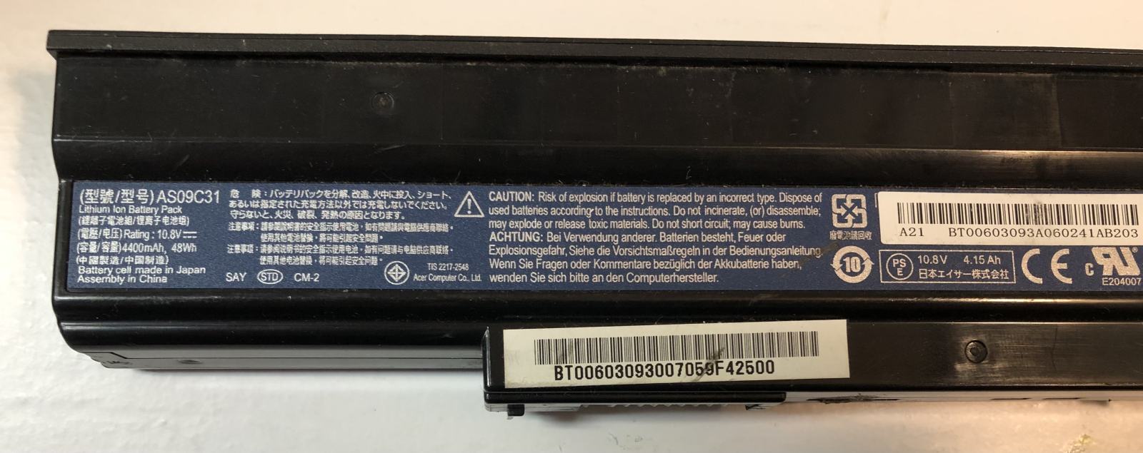 Original baterija za Acer laptop AS09C31 10,8V 48W 4400mAh