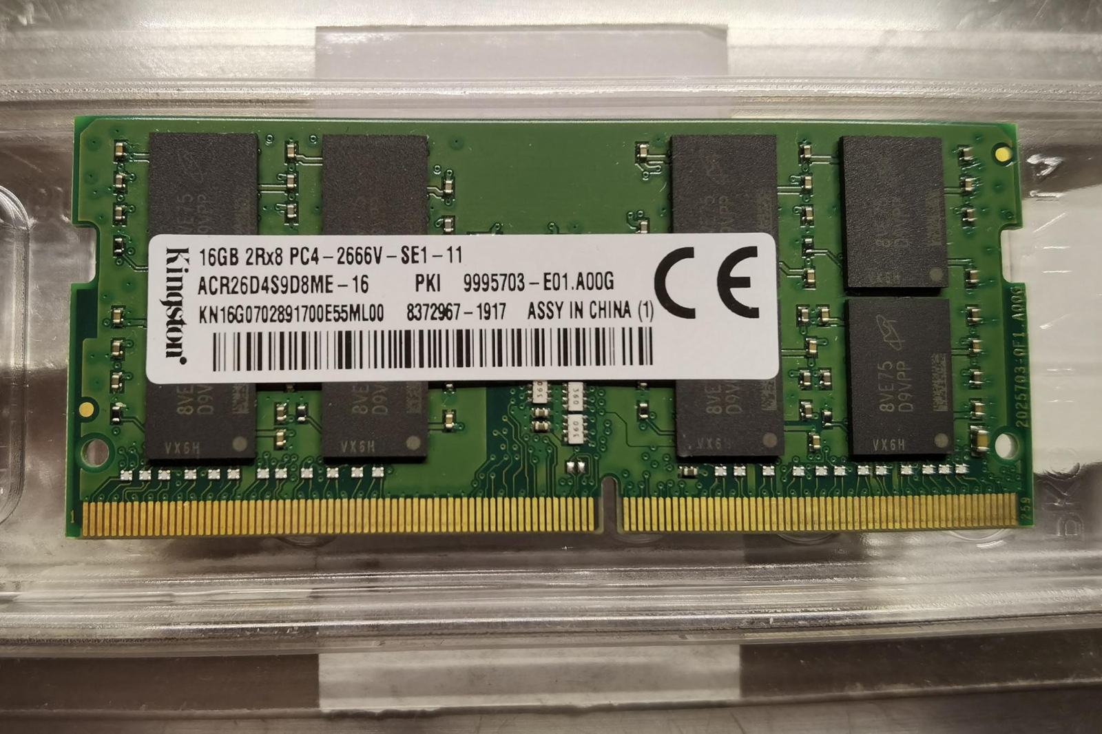 Kingston 16gb DDR4 2666 MHz SODIMM - RAM za laptop