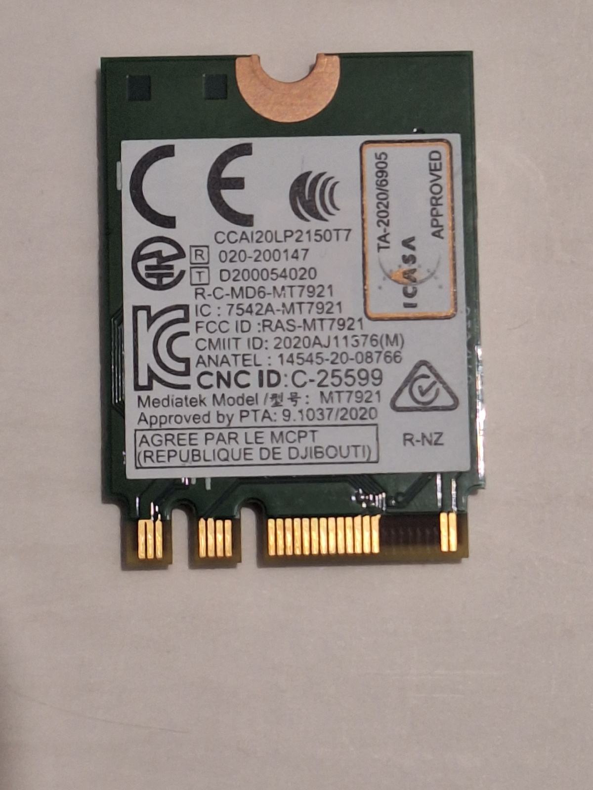 Mediatek MT7921,Wi-Fi® 6, laptop wifi kartica m.2