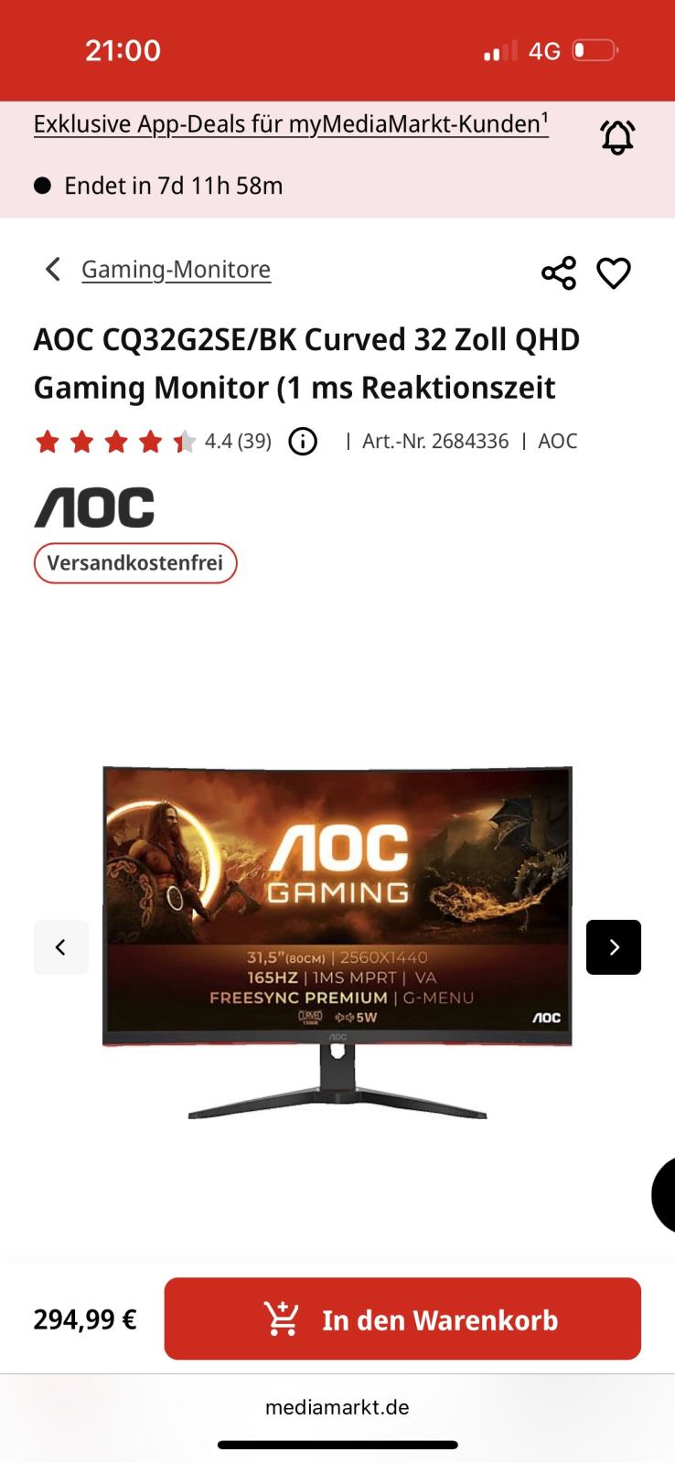 Monitor AOC CQ32G2SE