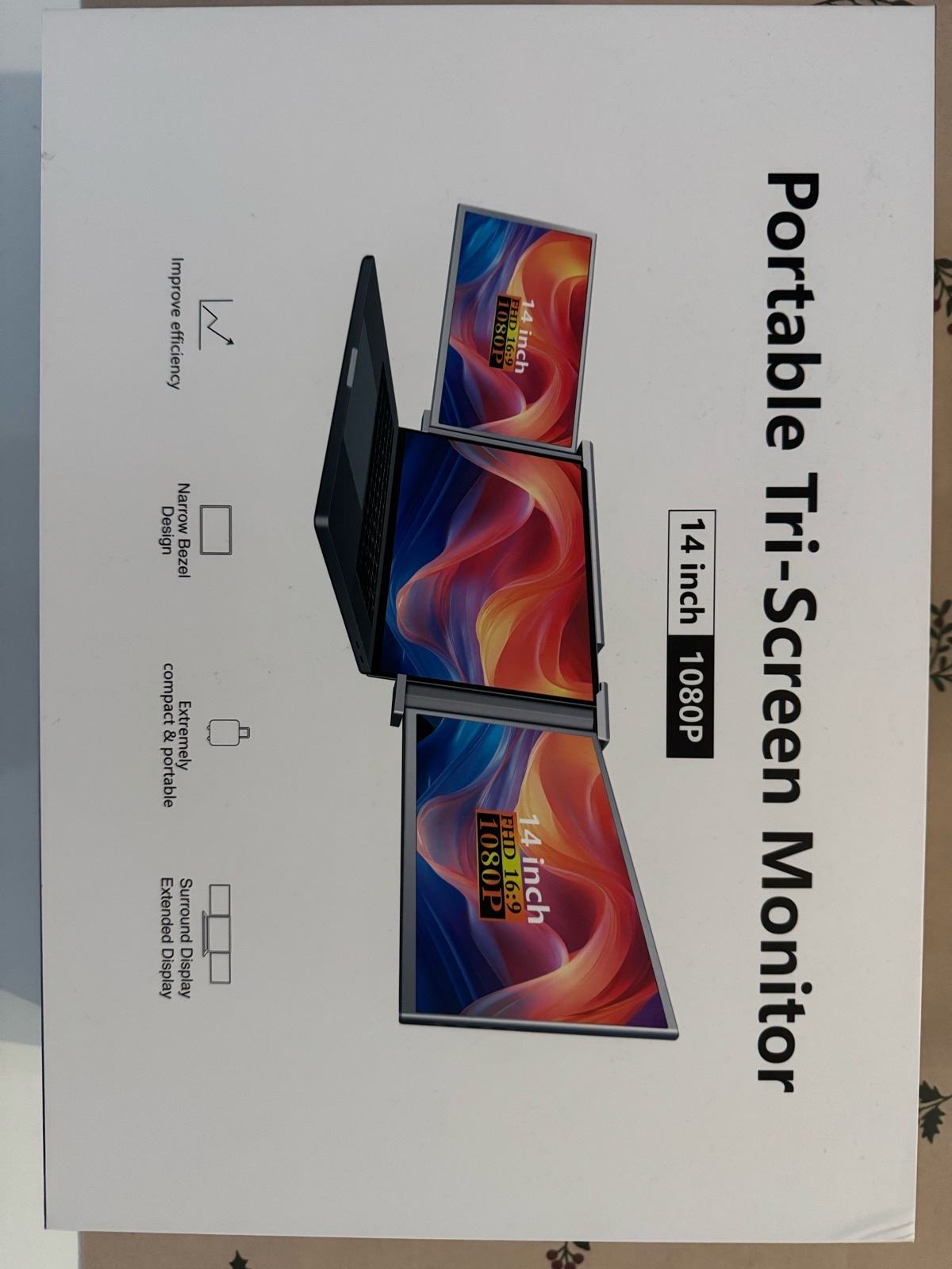 Portable Tri-Screen Monitor 14 inch