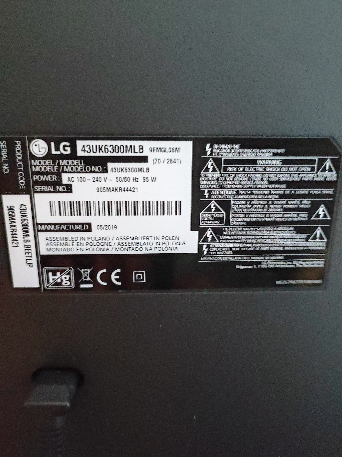 Televizor LG 43UK6300MLB LED UHD 4K s greškom