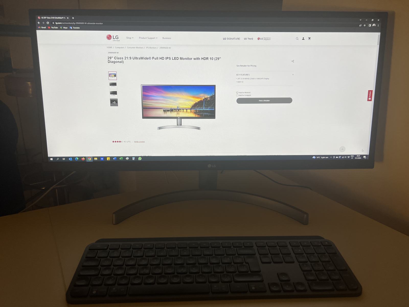 LG 29WK600-W ultrawide monitor 29, 21:9, 2560x1080, 75Hz, IPS, HDR