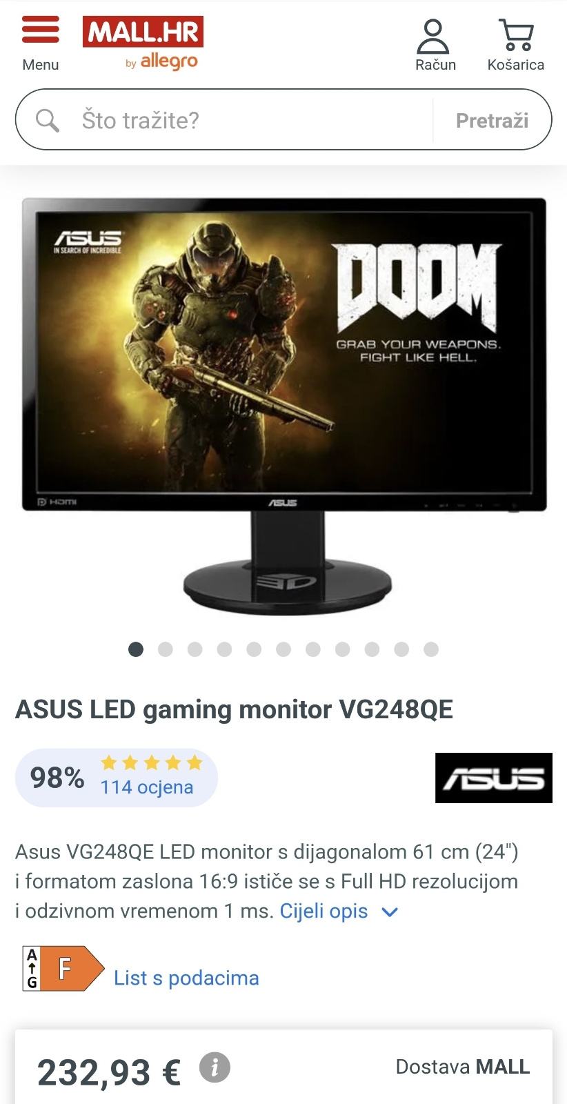 Monitor LED ASUS vg248qe