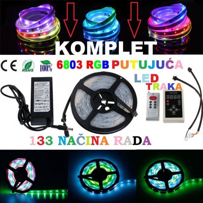 5M 5050RGB-6803 IC133 programa PUTUJUĆA LED RGB TRAKA NOVE GENERACIJE