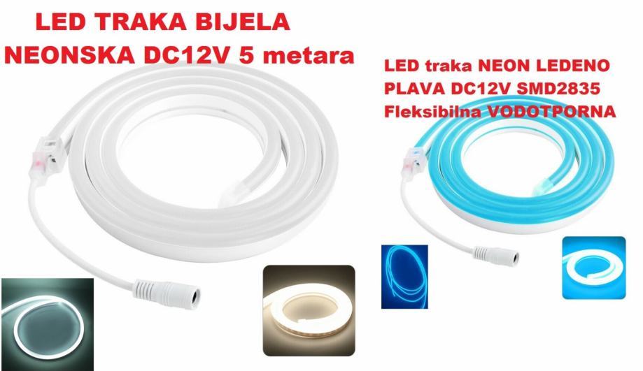 LED traka NEON LEDENO BIJELAPLAVA DC12V SMD2835 Fleksibilna VODOTPORN