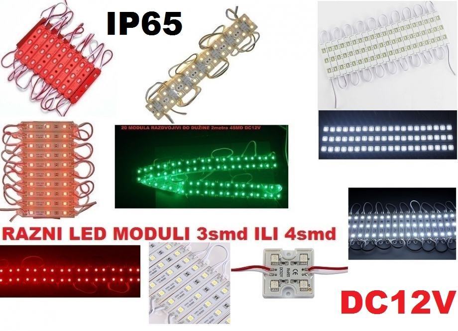 RAZNI LED MODULI 3smd ILI 4smd CRVENI, ZELENI, BIJELI ILI TOPLO BIJELI
