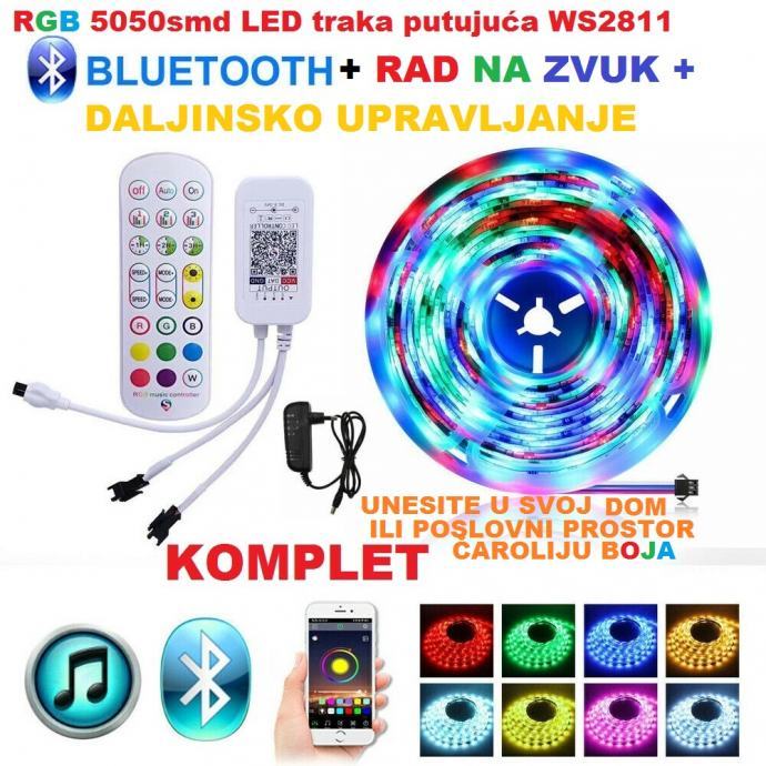 RGB 5050smd LED traka putujuća WS2811+daljinski+Bluetooth+MUZIKA
