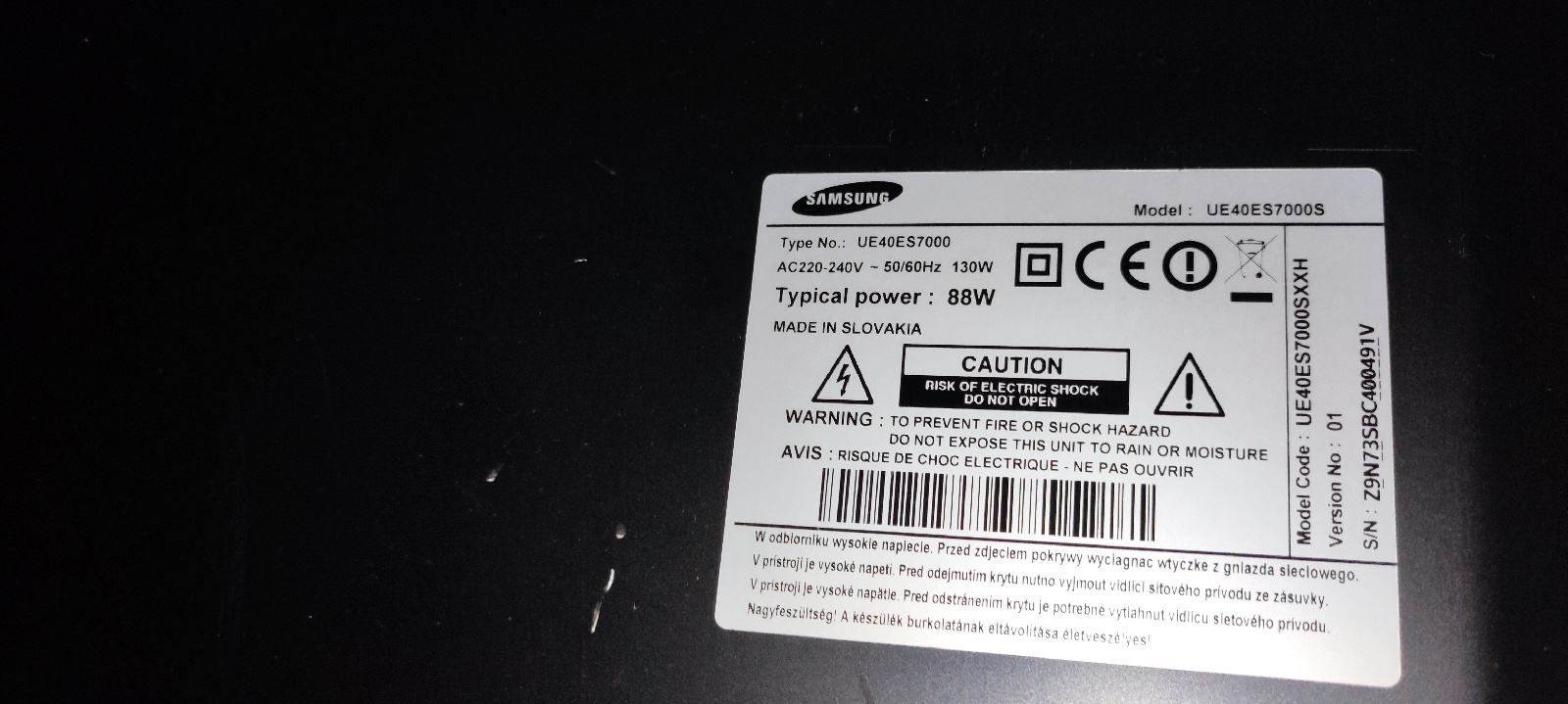 SAMSUNG LED TV UE 40 ES7000