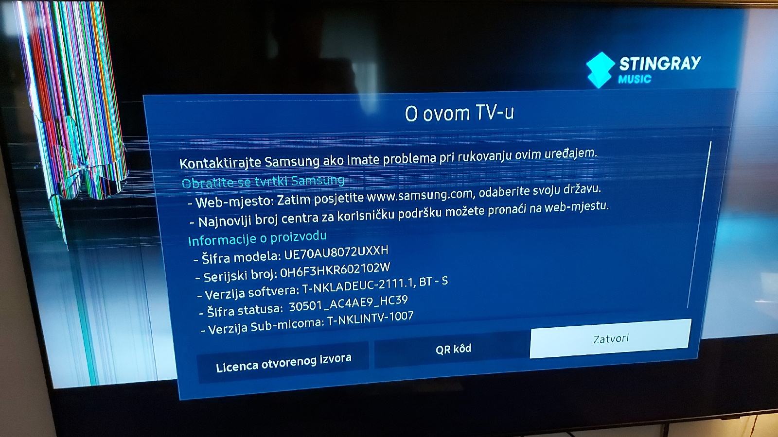 samsung UE70AU8072UXXH razbijen ekran