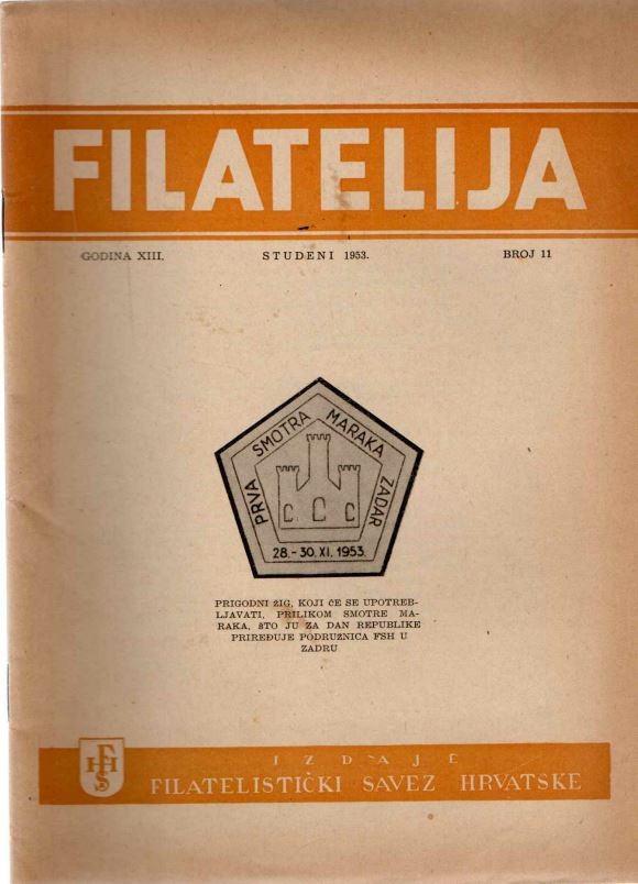Filatelija, broj 11, godina XIII, studeni 1953.