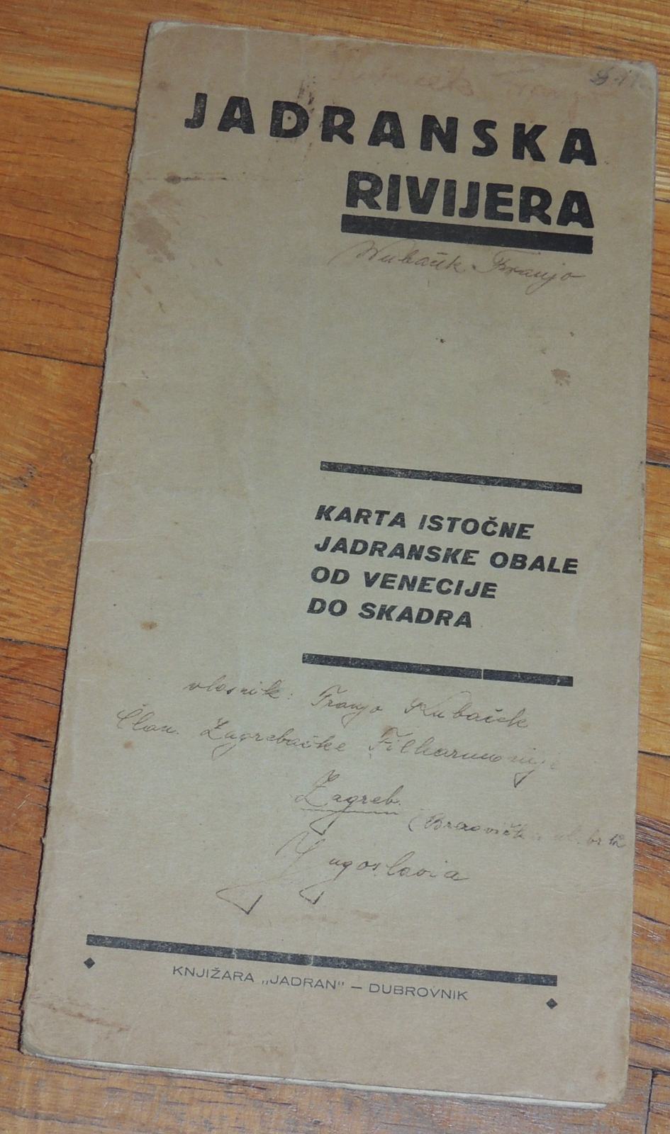 Jadranska rivijera stara karta Kraljevina Jugoslavija