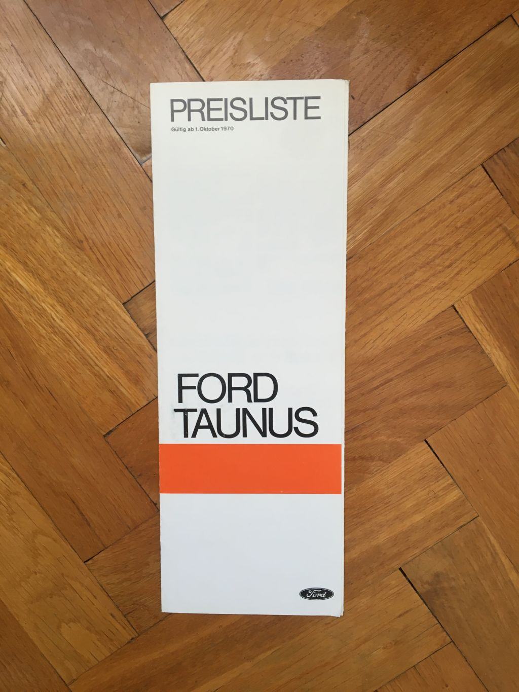 ORIGINALNI PROSPEKT FORD TAUNUS - PREISLISTE/CJENIK MODELA