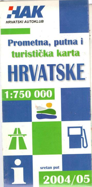 PROMETNA, PUTNA I TURISTIČKA KARTA HRVATSKE 1: 750 000 2004/05