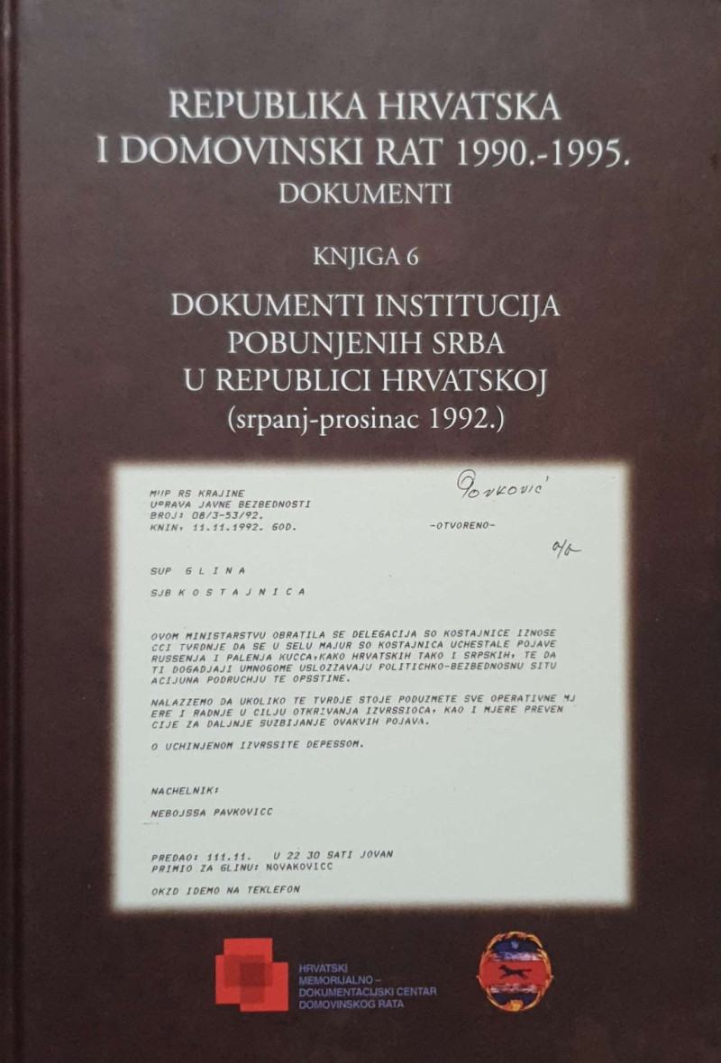 Republika Hrvatska i Domovinski rat 1990.-1995. Dokumenti: Knjiga 6. D