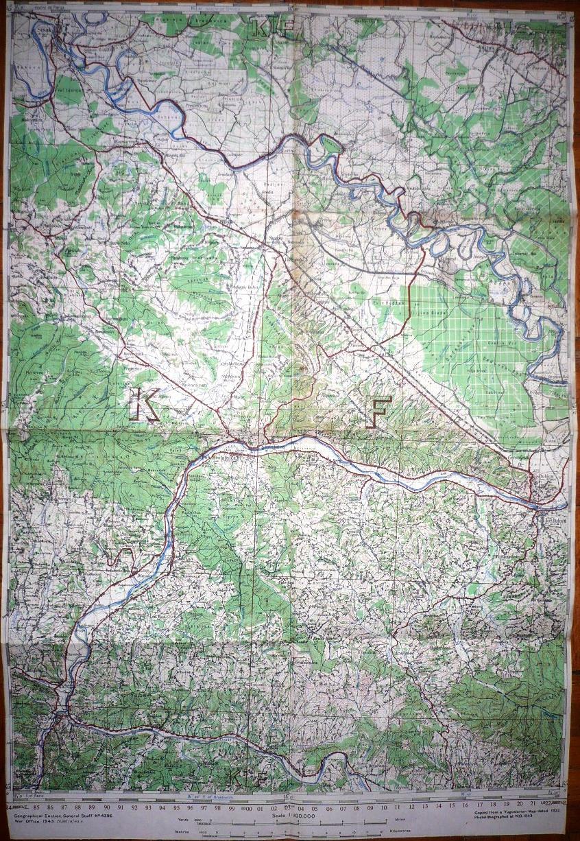 SISAK VOJNA TOPOGRAFSKA KARTA WAR OFFICE 1943