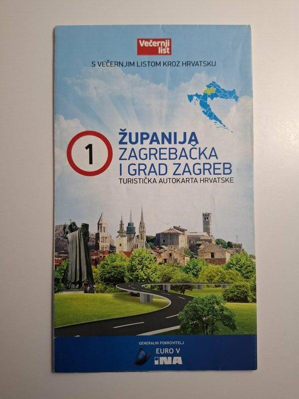 Turistička autokarta Hrvatske - Županija Zagrebačka i Grad Zagreb (Več