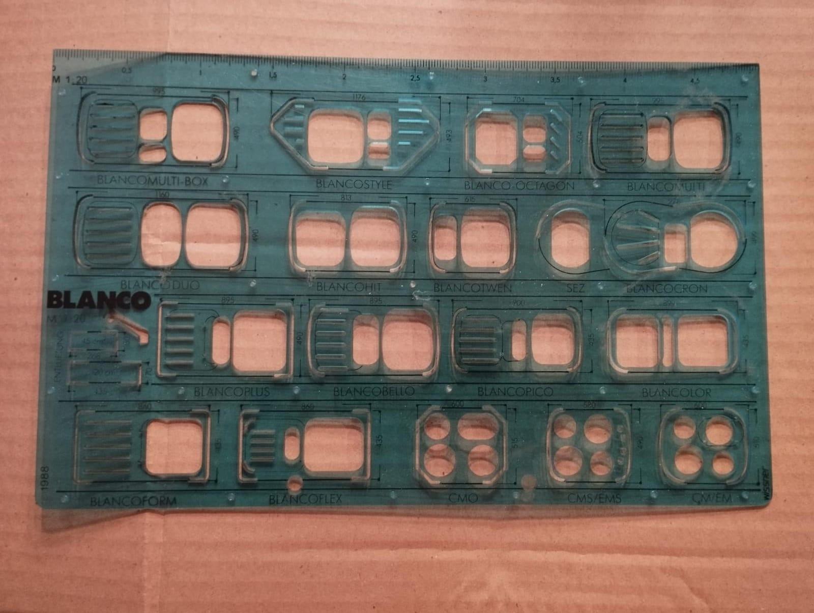 Blanco arhitektonska šablona kuh. elemenata M1:20+GRATIS KRIVULJAR