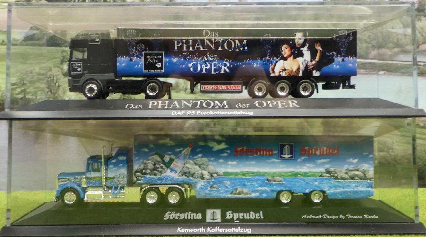 Dva diecast modela kamiona Herpa 1/87 Daf 95 i Kenworth