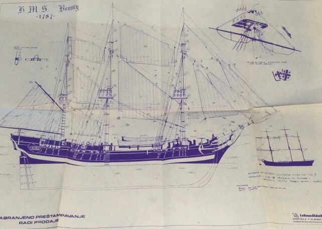 Jedrenjak - HMS Bounty komplet nacrta Tehnodidakta Pula