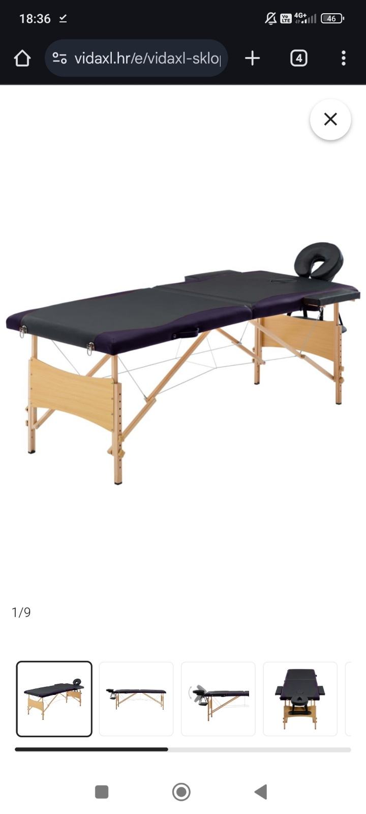 Vida XL - stol za masažu crni - samo za Zadar i okolicu