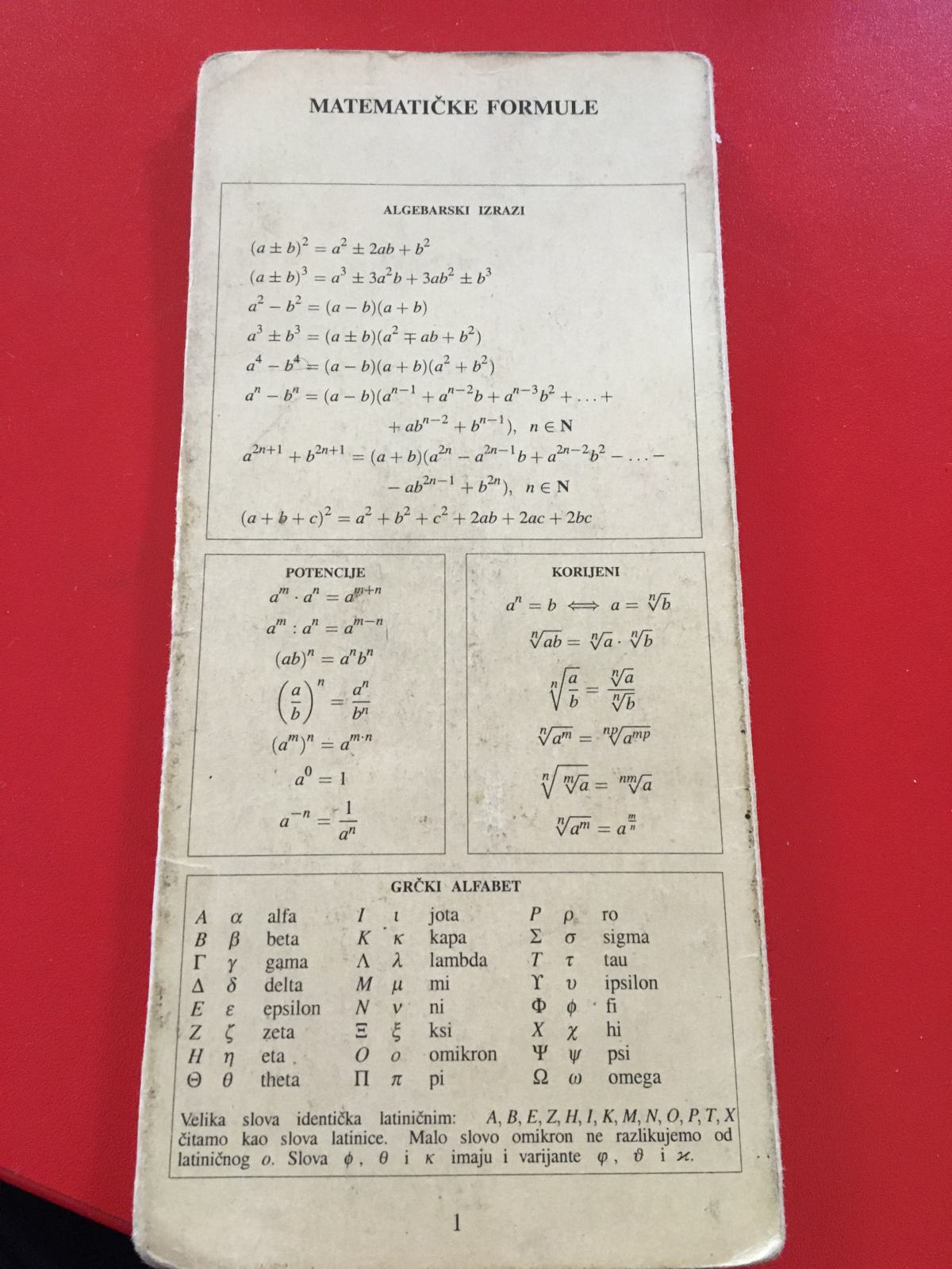 Matematičke formule za srednju školu