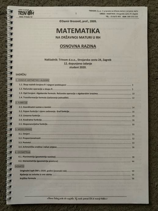 Trinomova skripta iz matematike B razina, 2020.
