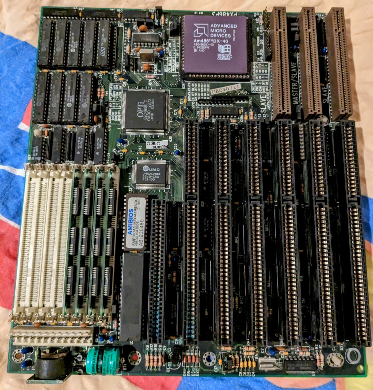 Retro super komplet - matična ploča OPTi 82C495SLC 486 proc. i ram